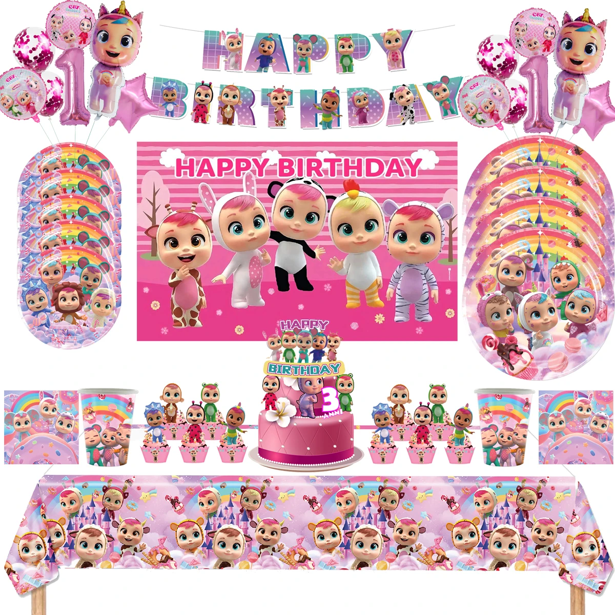 Cry-Babiesed-Birthday-Party-Decorations-Tableware-Set-Paper-Plates ...