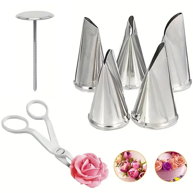 2/7PCS Rose Piping Tool Kit Flower Decorating Nozzle Decorating Nails ...