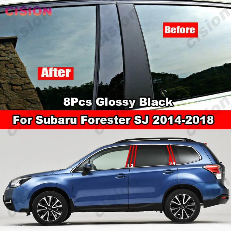 Glossy Black Mirror Effect Door Window Column B C Pillar Cover Post ...