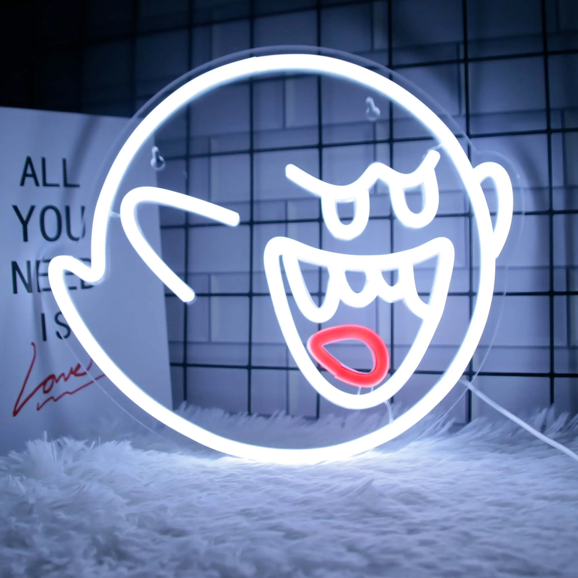 Boo Neon Sign,Boo Wall Art,Cute Ghost Home Wall Decor,Led Wall Sign for ...