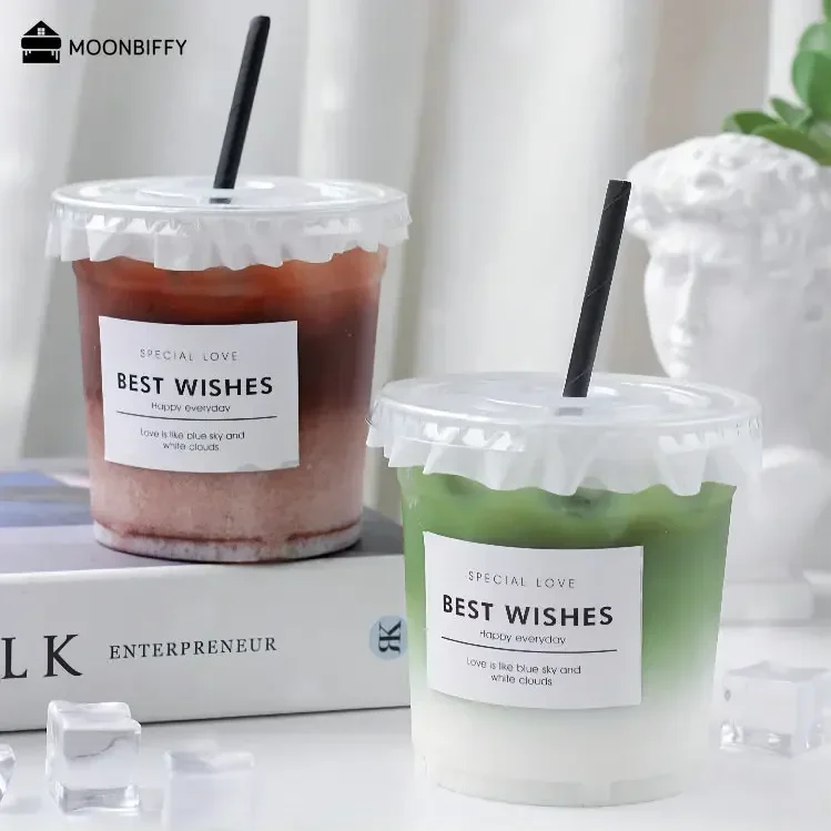50/set Disposable Caliber PET Cold Drink Cup Transparent Ice Coffee Cup ...