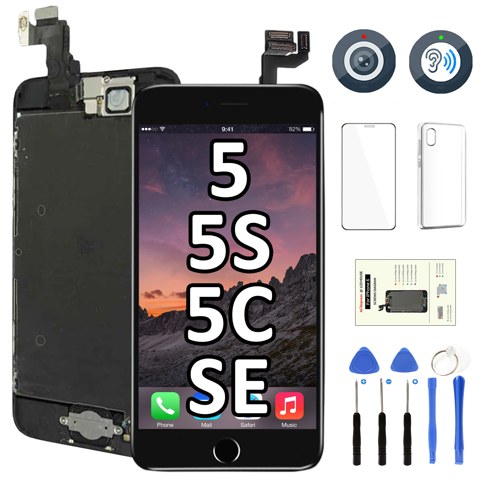 LCD For iPhone 5 5C 5S SE Display Full Set Assembly Touch Screen ...
