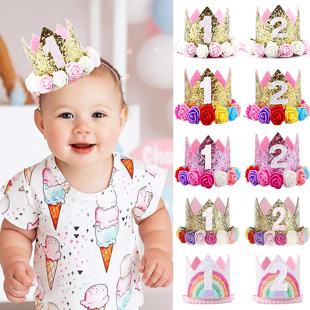 Baby-Verjaardag-Hoed-Kroon-1-2-3-Jaar-Baby-Meisje-Prinses-Kroon-Kids ...