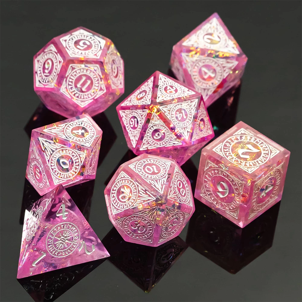 Cusdie-Sharp-Edges-Dice-DND-7Pcs-Patterned-D-D-Dice-Handcrafted ...