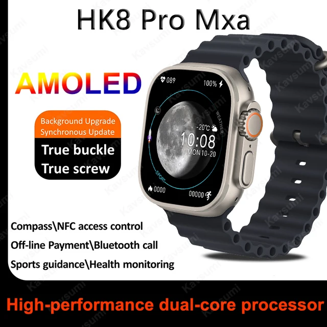 New HK8 Pro Max Smart Watch ultra series 8 AMOLED Screen 49mm 2.12 inch ...