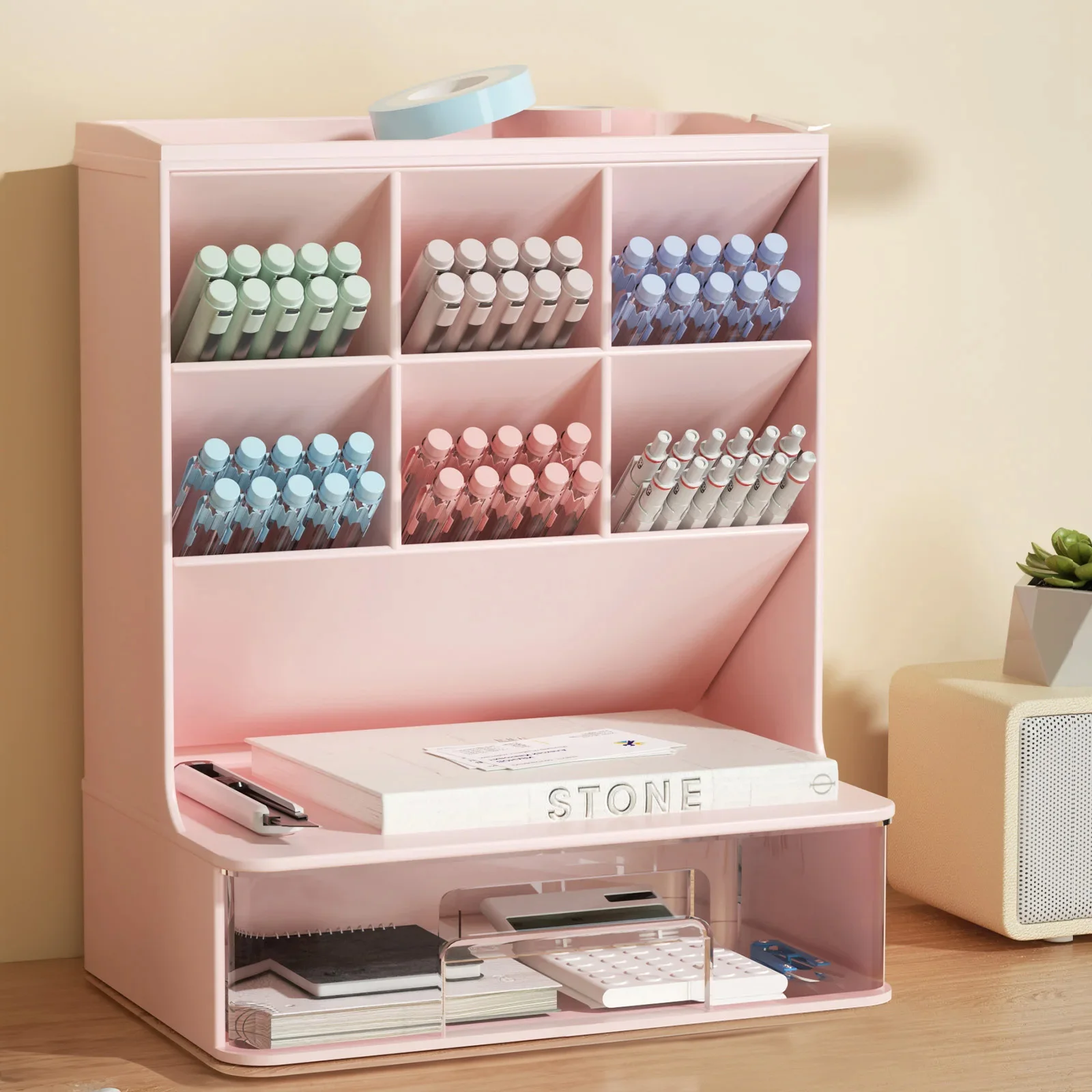 Pink-Pen-Holder-Pencil-Holders-Drawer-Home-Pink-Office-Desk-Setup ...