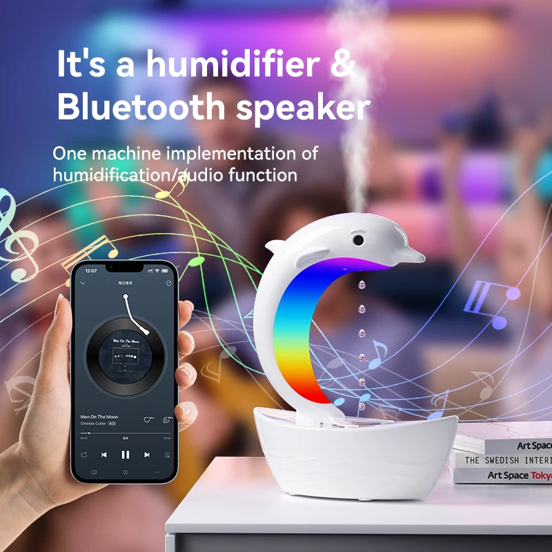 Multifunctional Dolphin Anti Gravity Air Humidifier Bluetooth Speaker ...