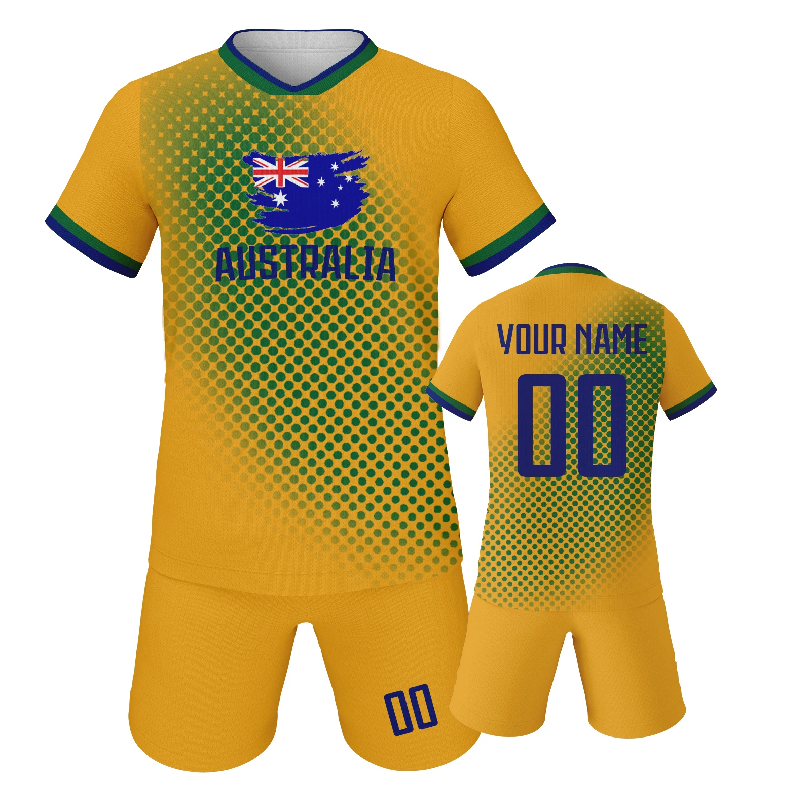 Australia Custom Soccer Jersey Kids Football Uniform Boys Girls ...