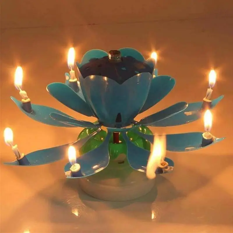 Beautiful-Singing-Blossom-Lotus-Flower-Candle-Rotating-Musical-Candle ...