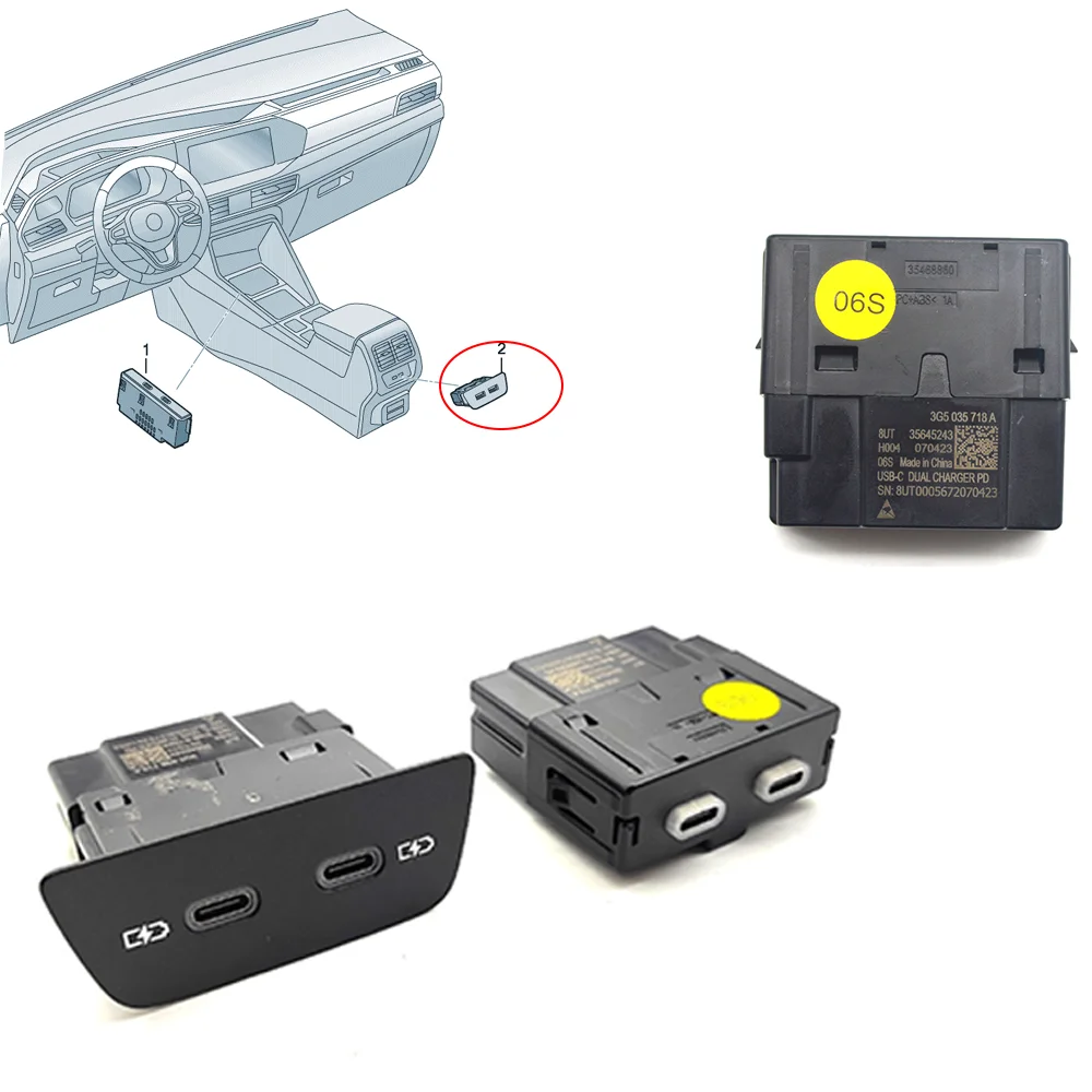 Double-USB-charging-port-MQB-EVO-For-Golf-mk8-ID3-T-Cross-T-ROC-ID3 ...