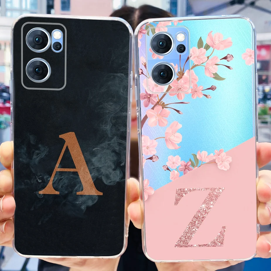 For-Oppo-Reno-7-Pro-5G-Case-CPH2293-New-Letters-Cover-Clear-Silicone ...