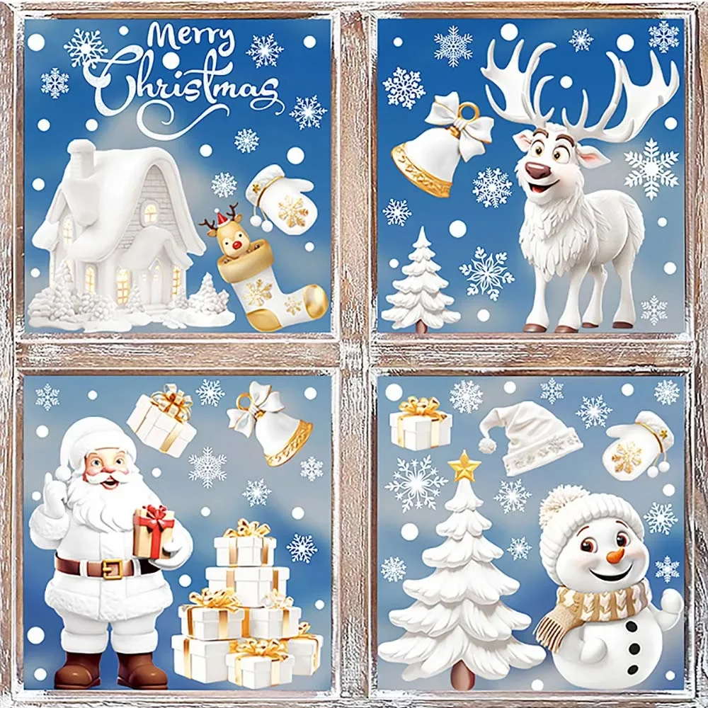 9pcs/set Christmas Window Stickers Xmas Tree House Snowflake Glass ...