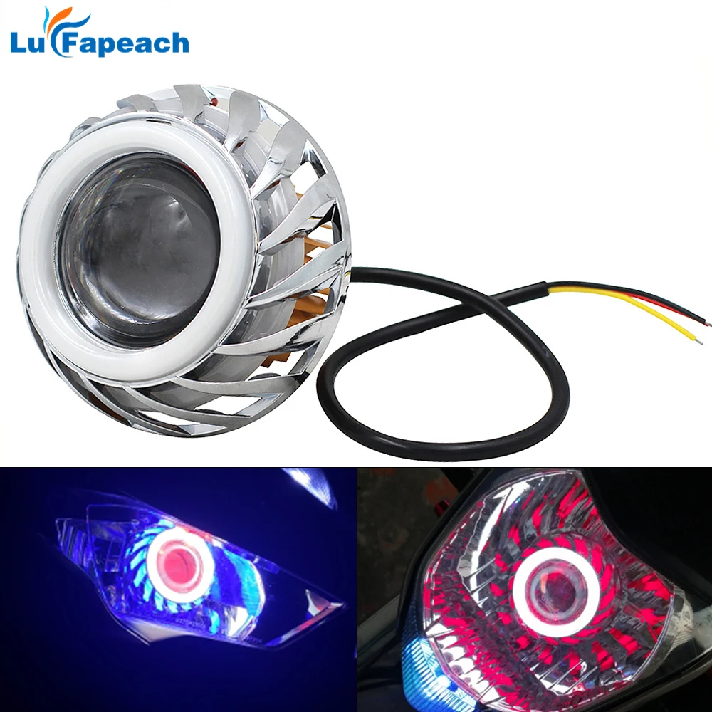 Car-Motorbike-Motorcycle-Head-30W-LED-Angel-Eyes-Headlight-Lens-High ...