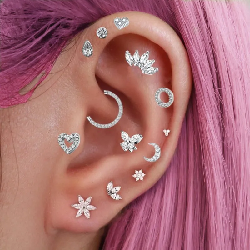 Tragus-Helix-Piercing-Stud-Earring-para-mujer-Rook-Lobe-cart-lago ...