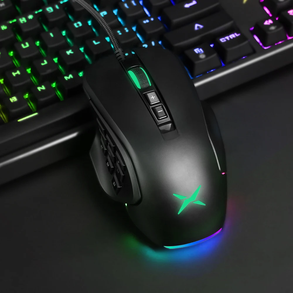 Delux M631 Проводная MMO игровая мышь RGB с подсветкой 9 боковых кнопок ...