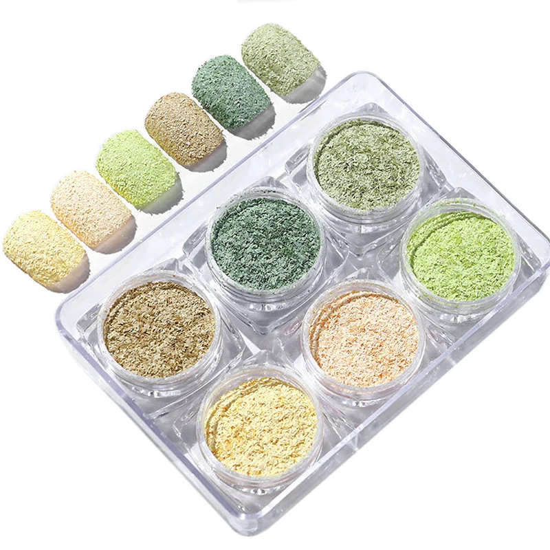 6 Macaron Candy Color Glitter Powder Flakes DIY Nail Art Decoration ...