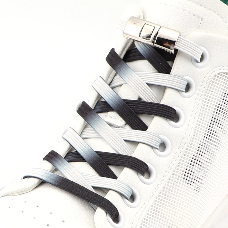 10-Colors-Flat-Shoelaces-Metal-Cross-Buckle-Elastic-Shoe-Laces-Without ...