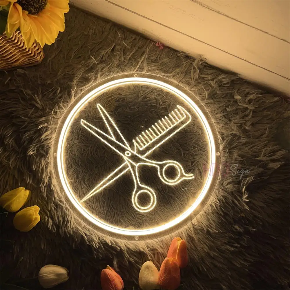 Hair Salon Neon Sign Light 3D Engraving Neon LED Sign Barber Shop Light ...