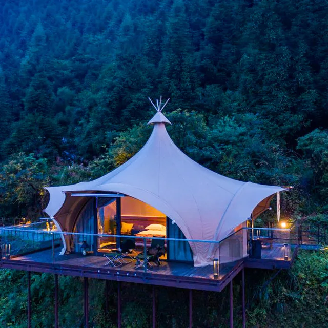 Outdoor leisure indian tent campsite pyramid tent bar party big straw ...