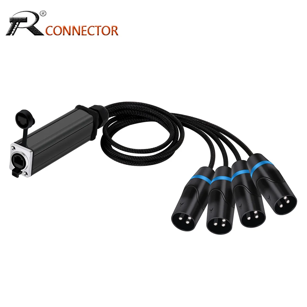 New-Design-4-Channel-3Pins-XLR-Male-Female-Connector-Cable-Audio ...