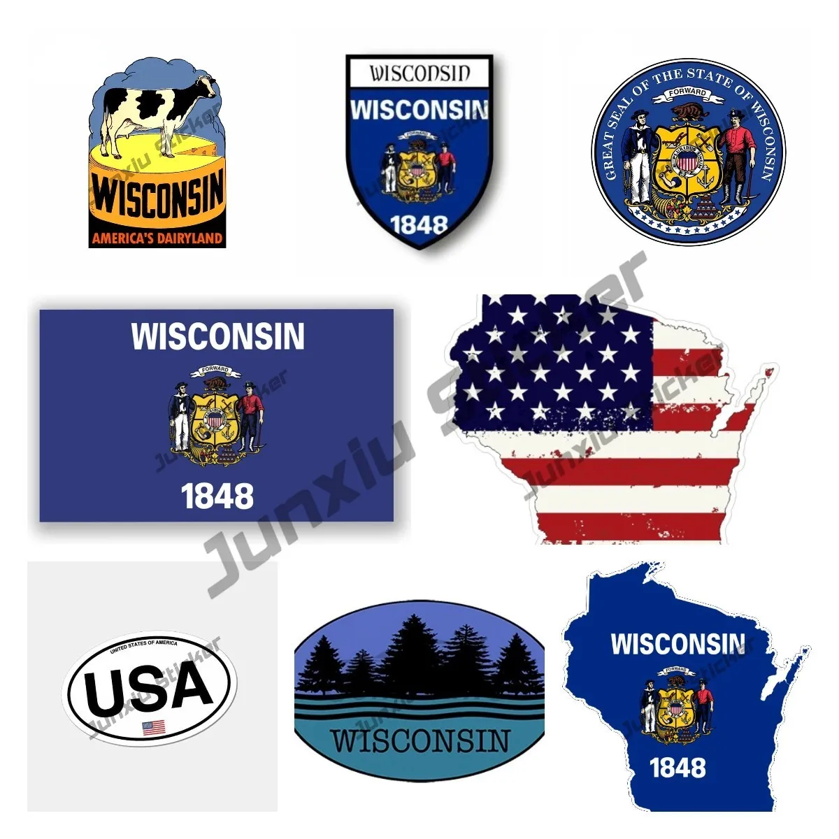 Creative Wisconsin Stickers Wisconsin State Flag Decal Usa Wisconsin ...
