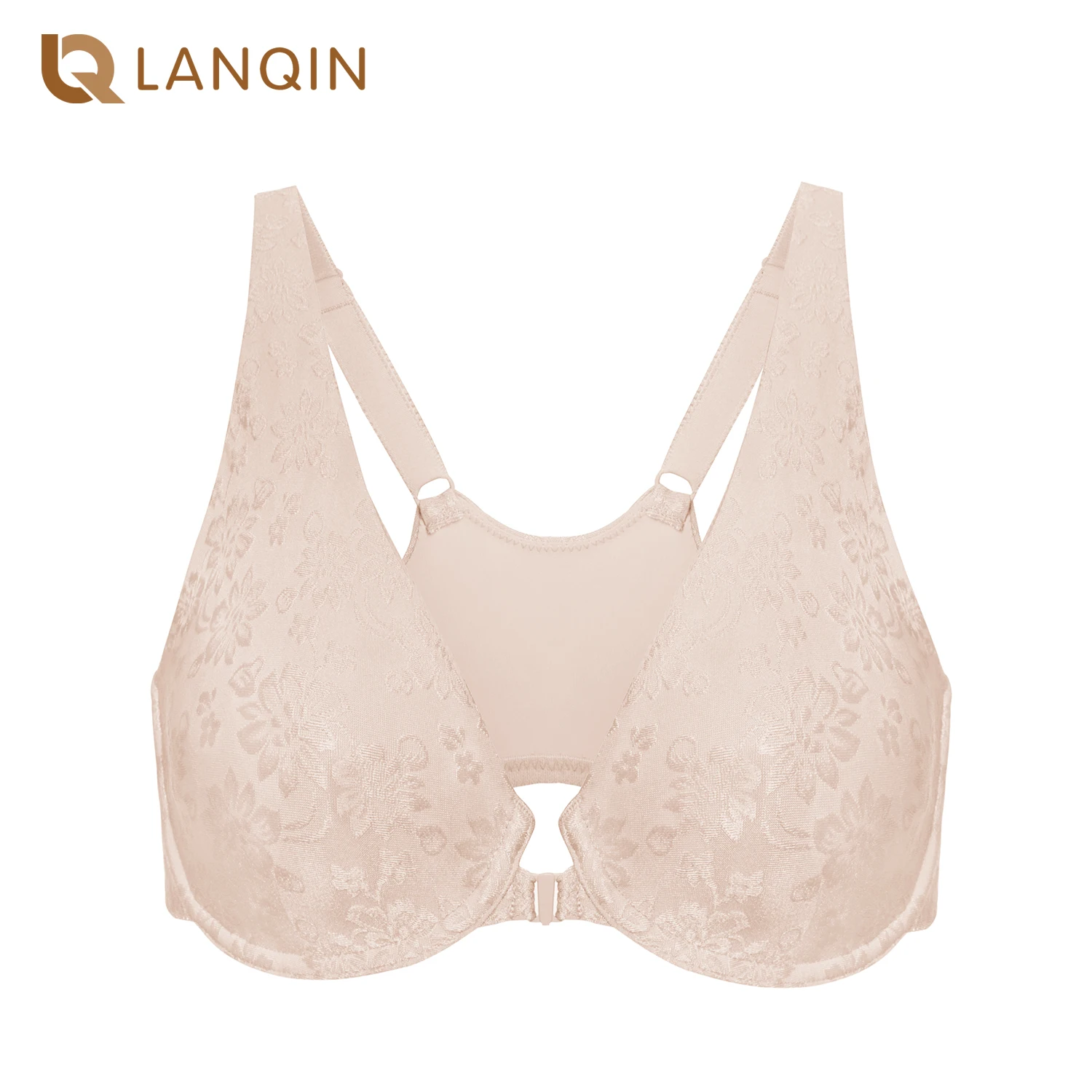 Women-s-Lace-Floral-Unlined-Front-Closure-Bra-Jacquard-Underwire ...