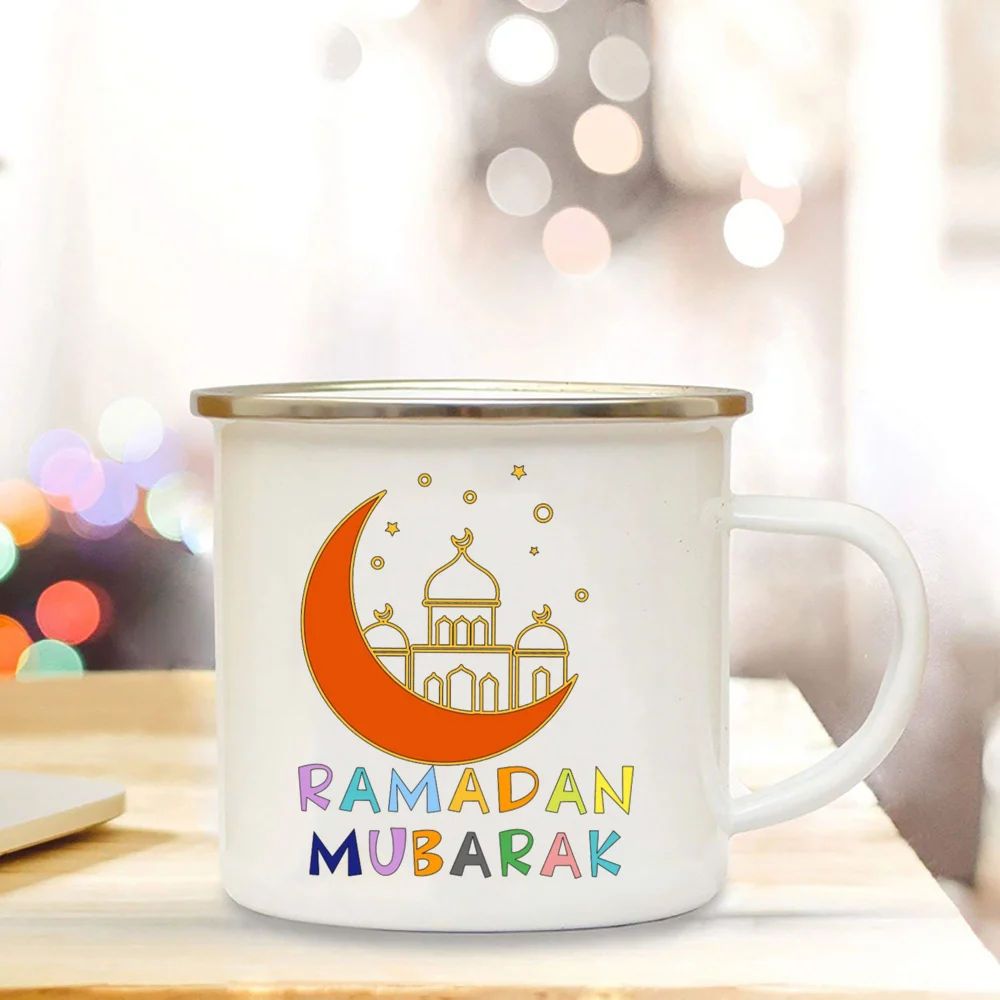 Ramadan Mubarak White Enamel Mug Eid Gift Drink Water Coffee and Tea ...