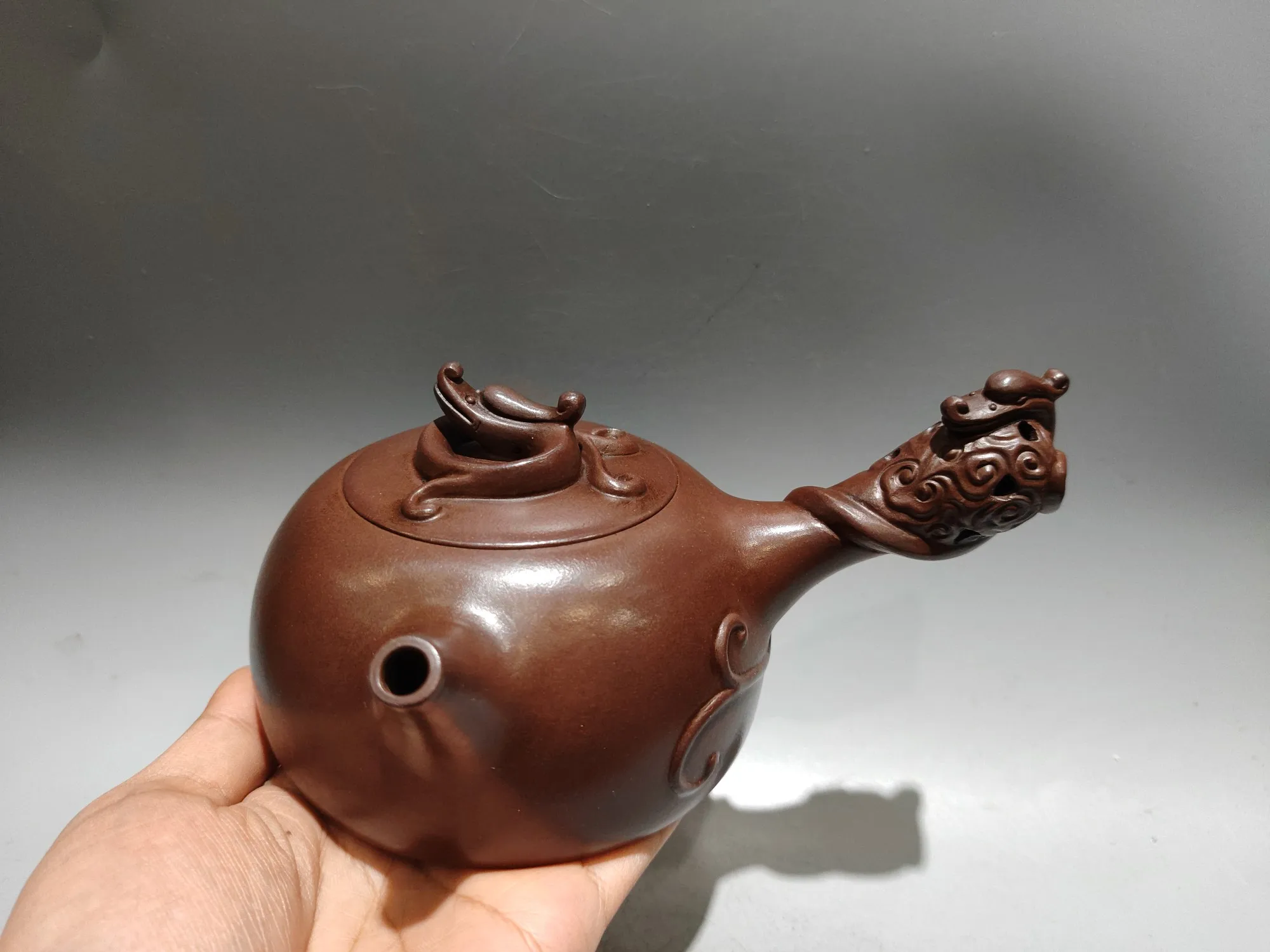 Old Chinese Handicraft Enameled YiXing Zisha (red stoneware) Teapot,A ...
