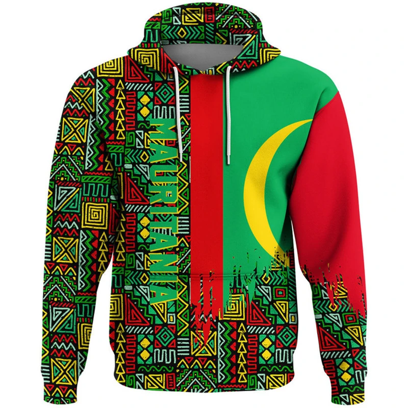 Sudadera con capucha con estampado de la bandera de Mauritania y el ...