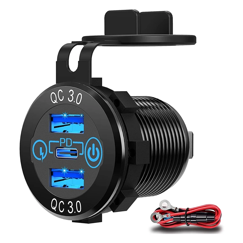 Quick-Charge-Socket-60W-USB-C-Multiple-Car-Charger-Socket-PD-3-0-Two ...