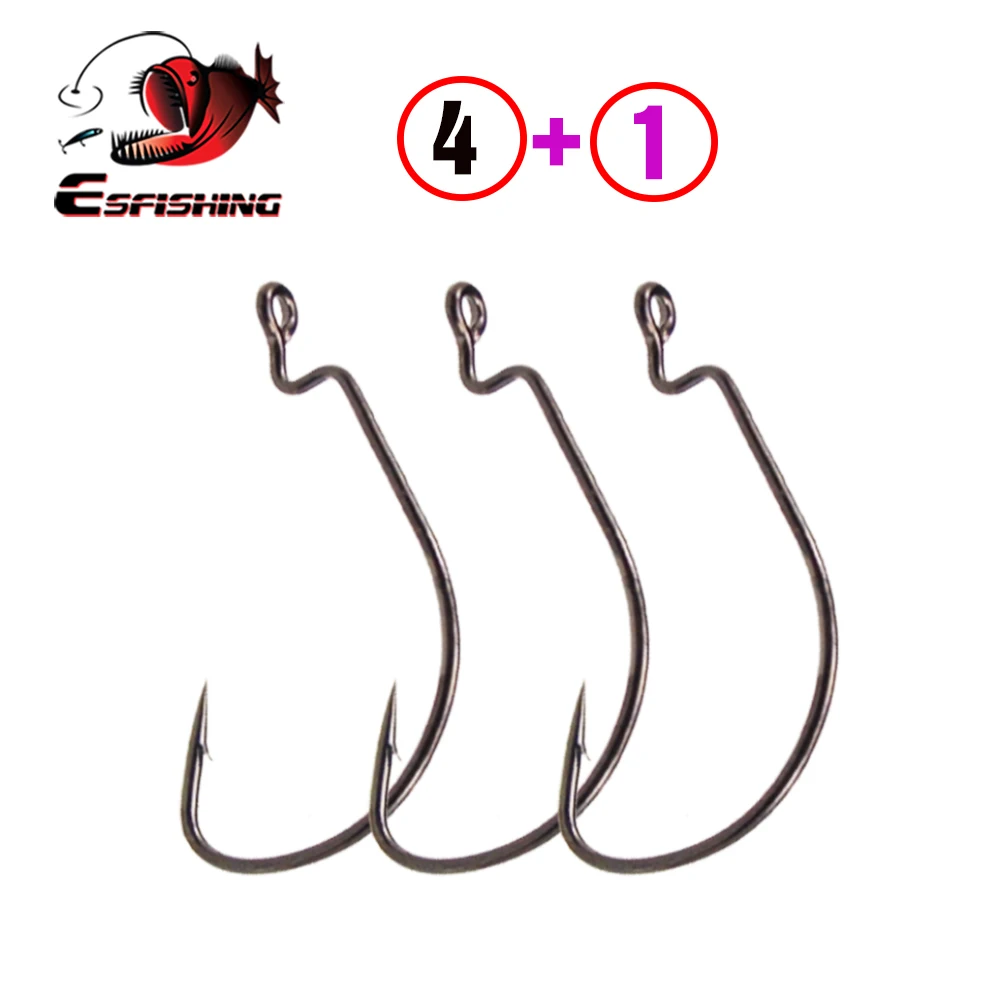 ESFISHING Offset Hook Carbon Steel Fishing Hooks Crank Big Bass Hook ...