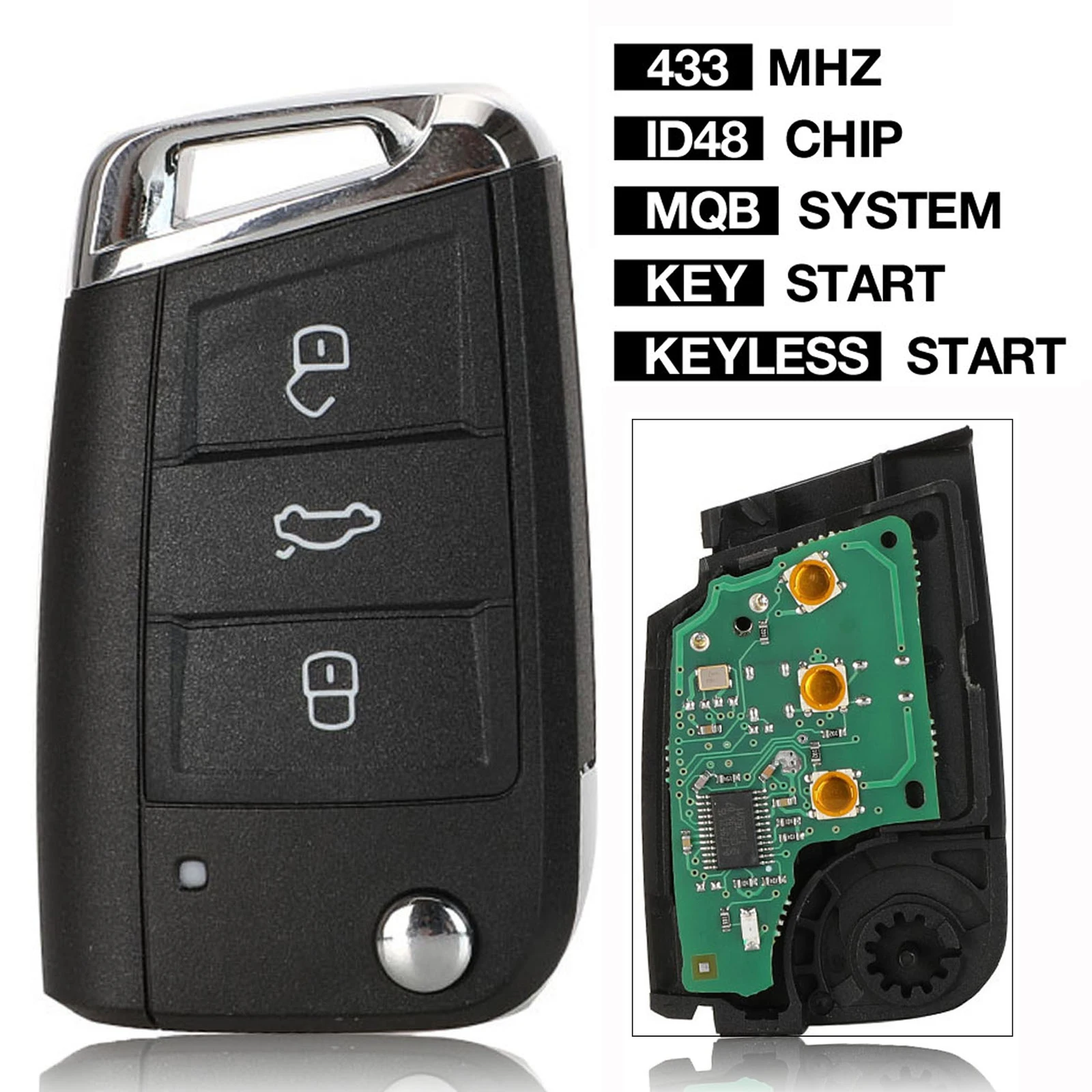 jingyuqin-With-Without-Keyless-go-Car-Key-Remote-434MHz-MQB-For-VW ...
