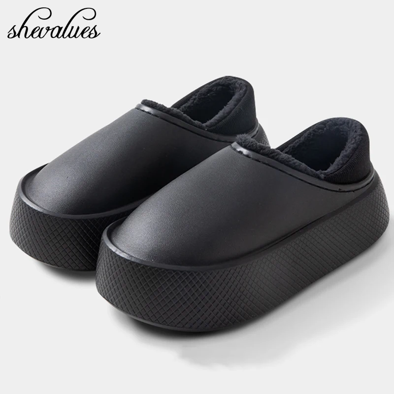 Shevalues Home Platform Plush Slippers For Women Spring Warm Indoor ...