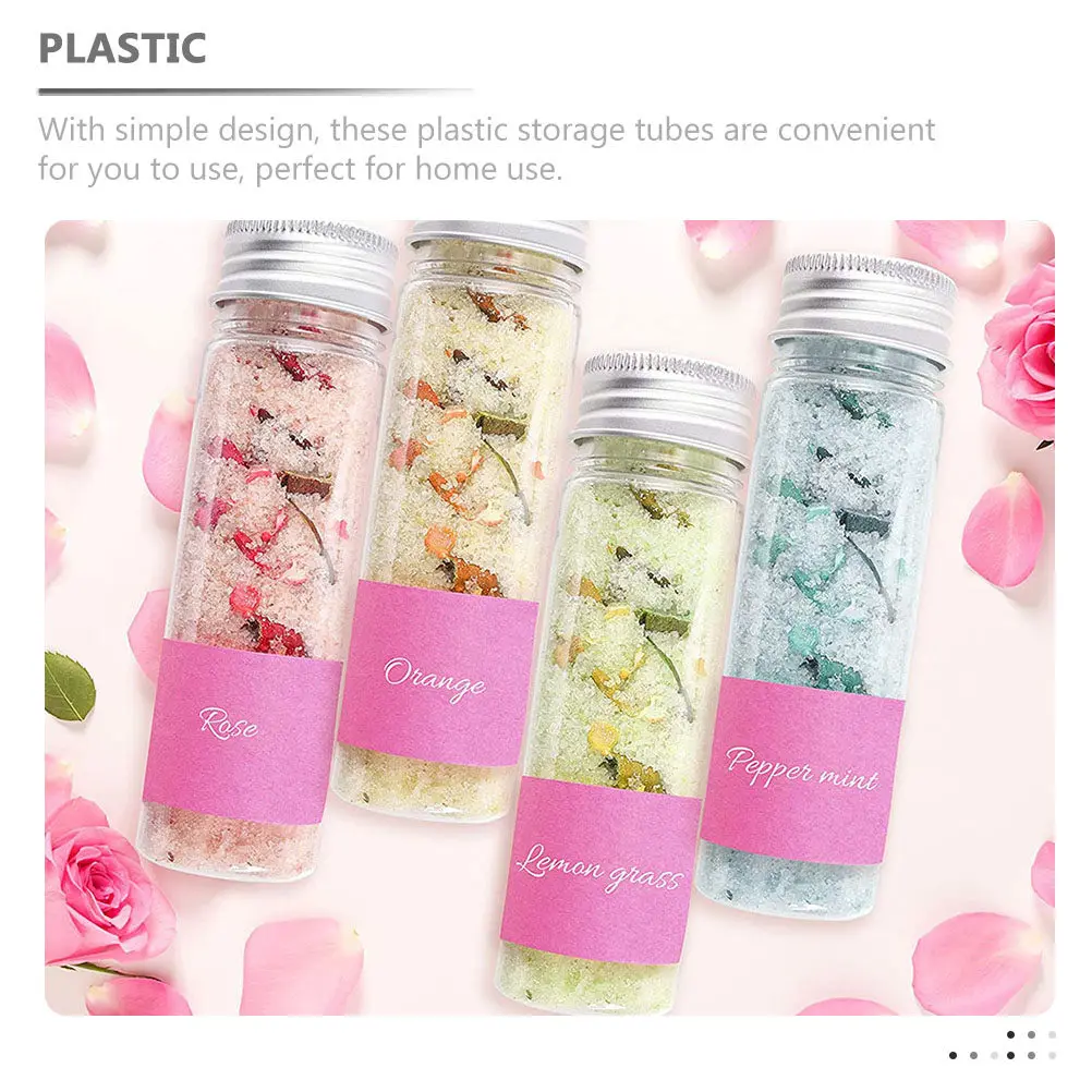 30Pcs Transparent Plastic Test Tubes Flat Bottom Storage Tubes Screw ...