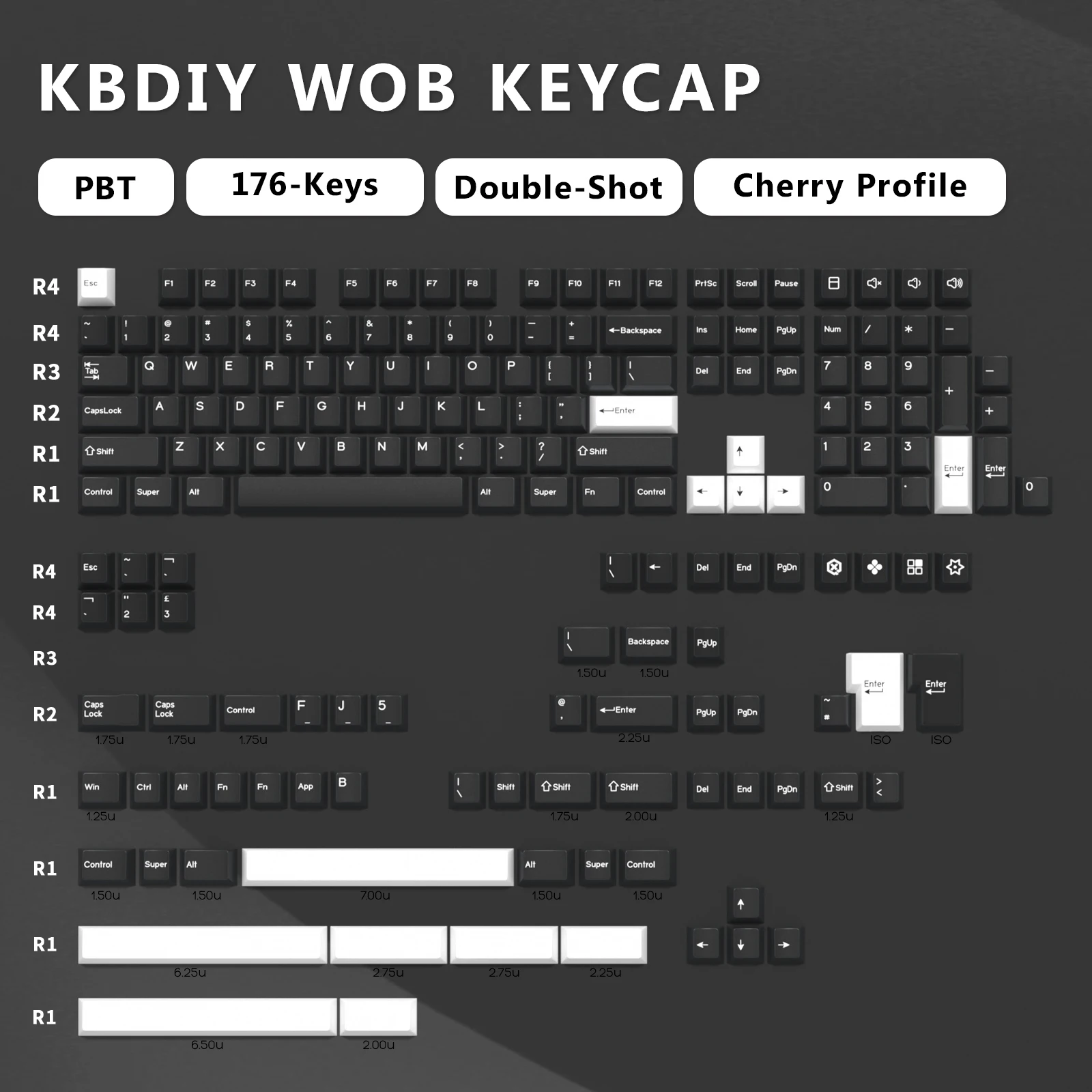 KBDiy-GMK-WOB-Keycaps-Set-para-Teclado-Mec-nico-Double-Shot-Perfil ...