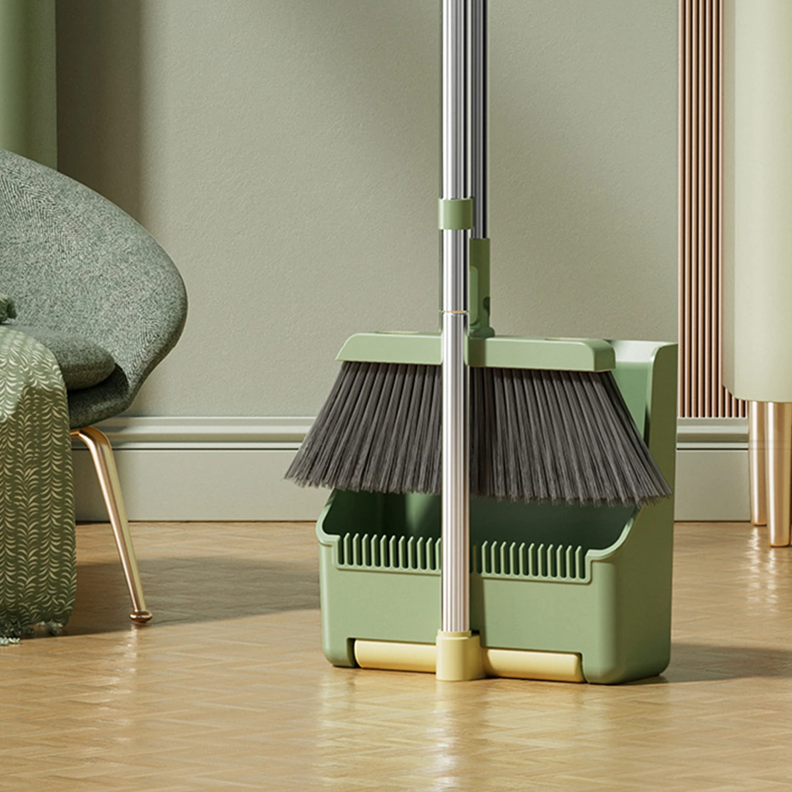 Household-Broom-Dustpan-Set-Wiper-with-Stand-Up-Garbage-Container ...