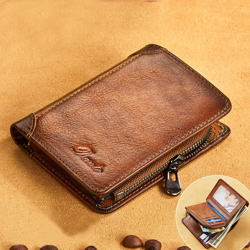 High Quality New Genuine Leather Rfid Wallets for Men Vintage Thin ...
