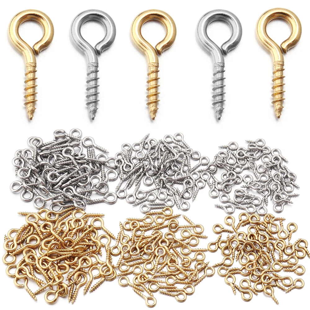 20-50pcs/lot Stainless Steel Keychain Hook Eye Pins Eyepin Mini Screw ...