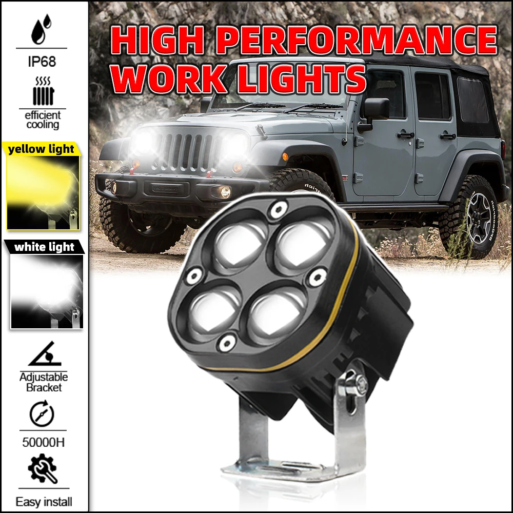 Super-Bright-Off-Road-LED-Work-Light-Wrangler-Spotlight-White-Yellow ...