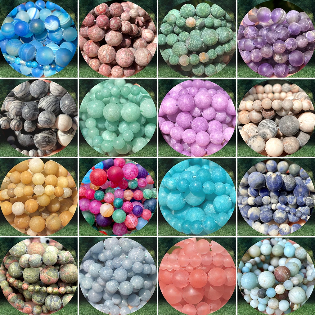 Natural-Stone-Beads-Matte-Amazonite-Pink-Zebra-Jaspers-Tiger-Eye ...