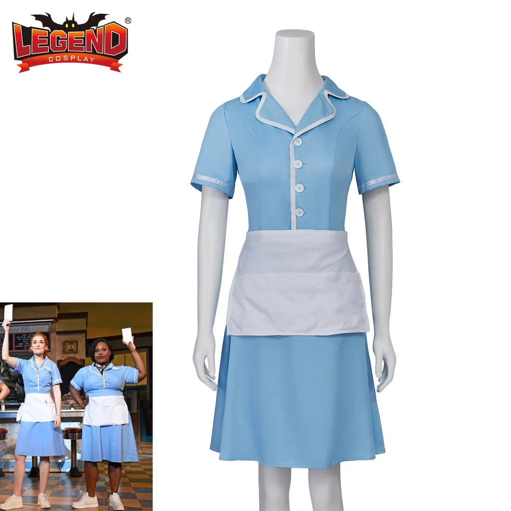 The Waitress Musical Cosplay Costume Blue Maid Dress Jenna Musical ...