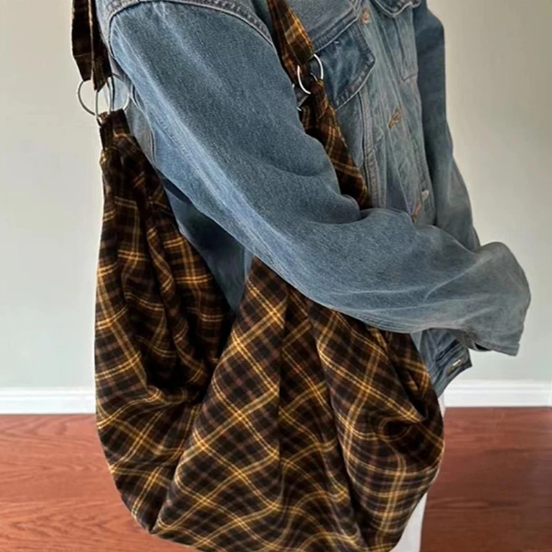 Vintage Plaid Large Capacity Trendy Casual Tote Backpack Versatile ...