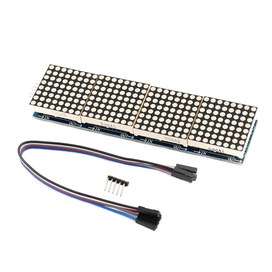 LED display MAX7219 Dot Matrix Module Microcontroller 4 In One Display with 5P Line 4 in 1 Red ...