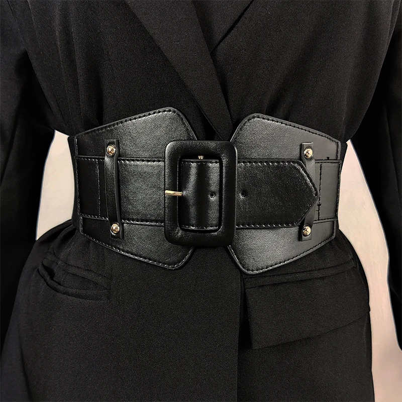 Wide-Stretch-Cummerbunds-Female-Waist-Elastic-Black-Corset-Belt-Dress ...