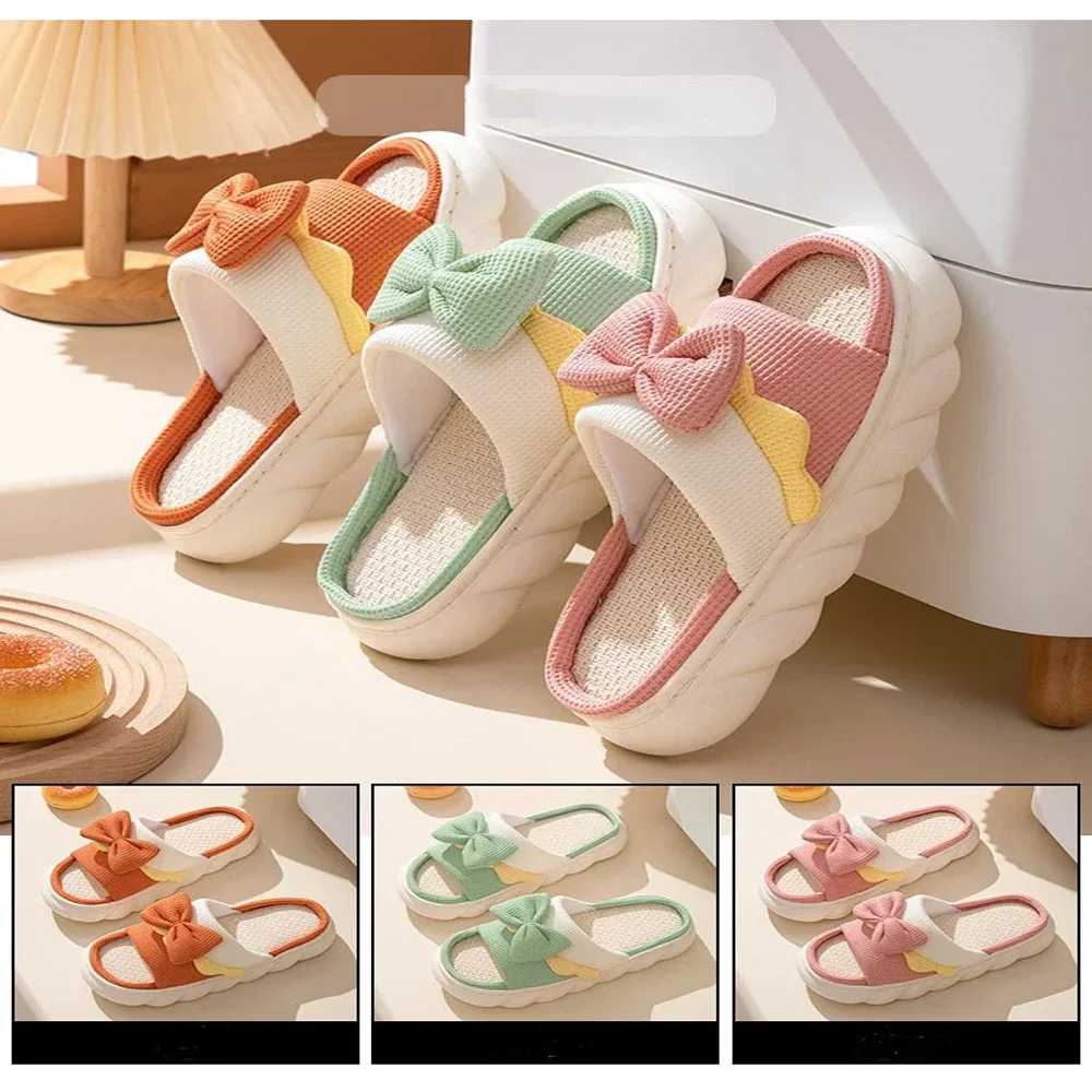 Linen Slippers Women Indoor Slippers Comzy Anti-Slip House Cotton Shoes ...