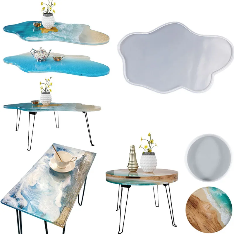 60cm Ocean Big Round rectangle Table Resin Mold Oversize Round Table ...