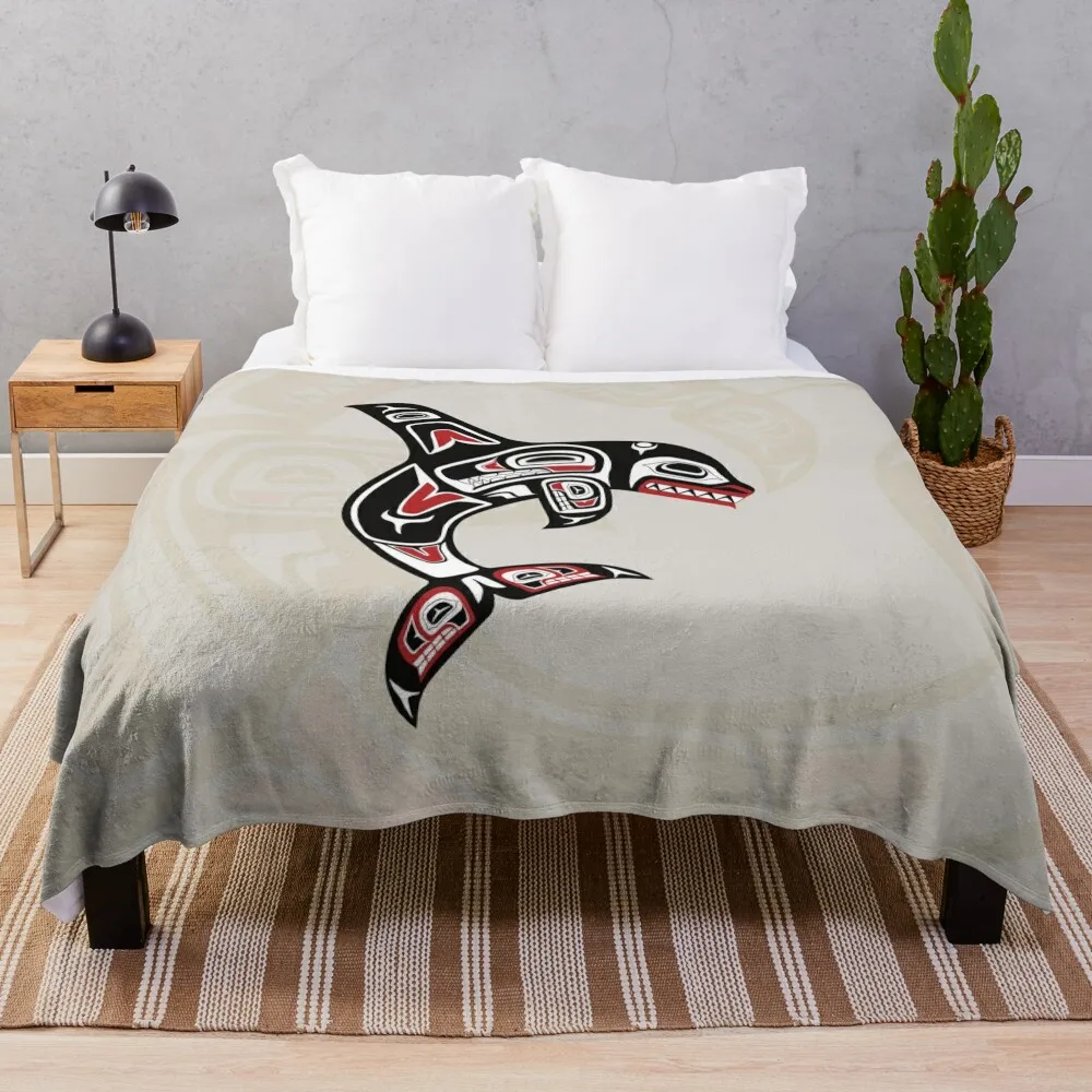 Pacific Northwest Native Orca Killer Whale Throw Blanket Bed linens ...
