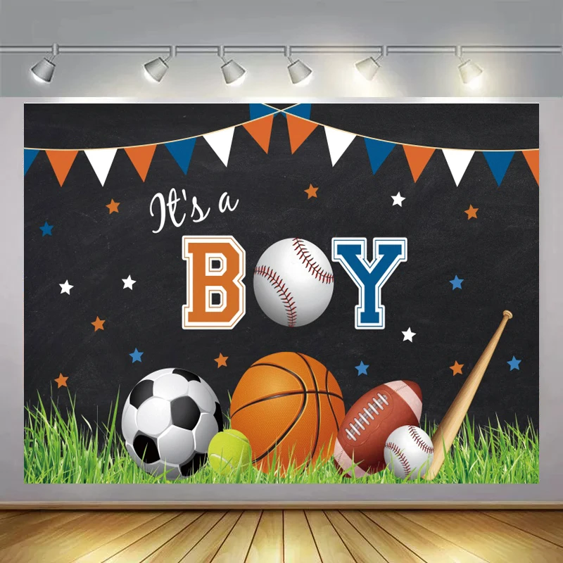 It's A Boy Birthday Party Backdrop Banner Table Decor Football ...