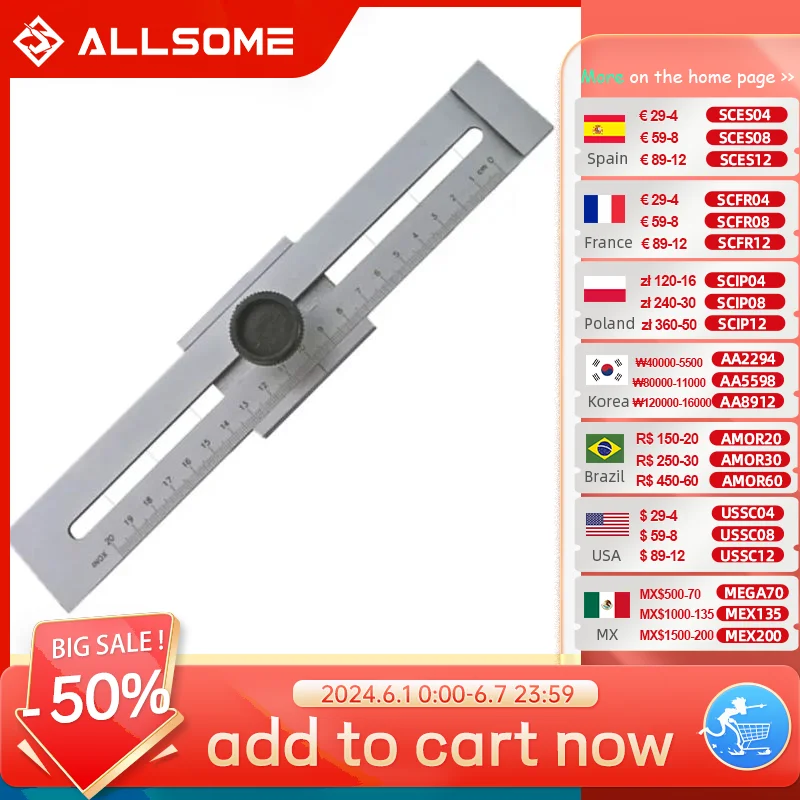 ALLSOME-250mm-300mm-Screw-Cutting-Marking-Gauge-Mark-Scraper-Tool-For ...