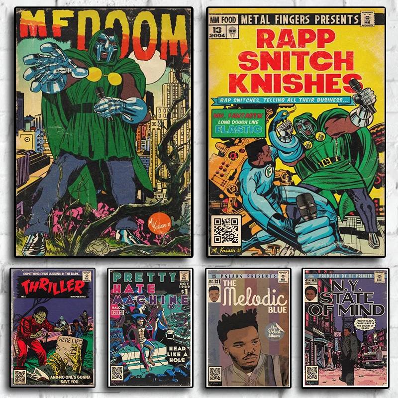 MF Doom Comic Poster Aesthetic Nas Michael Jackson Music Album Hip Hop ...